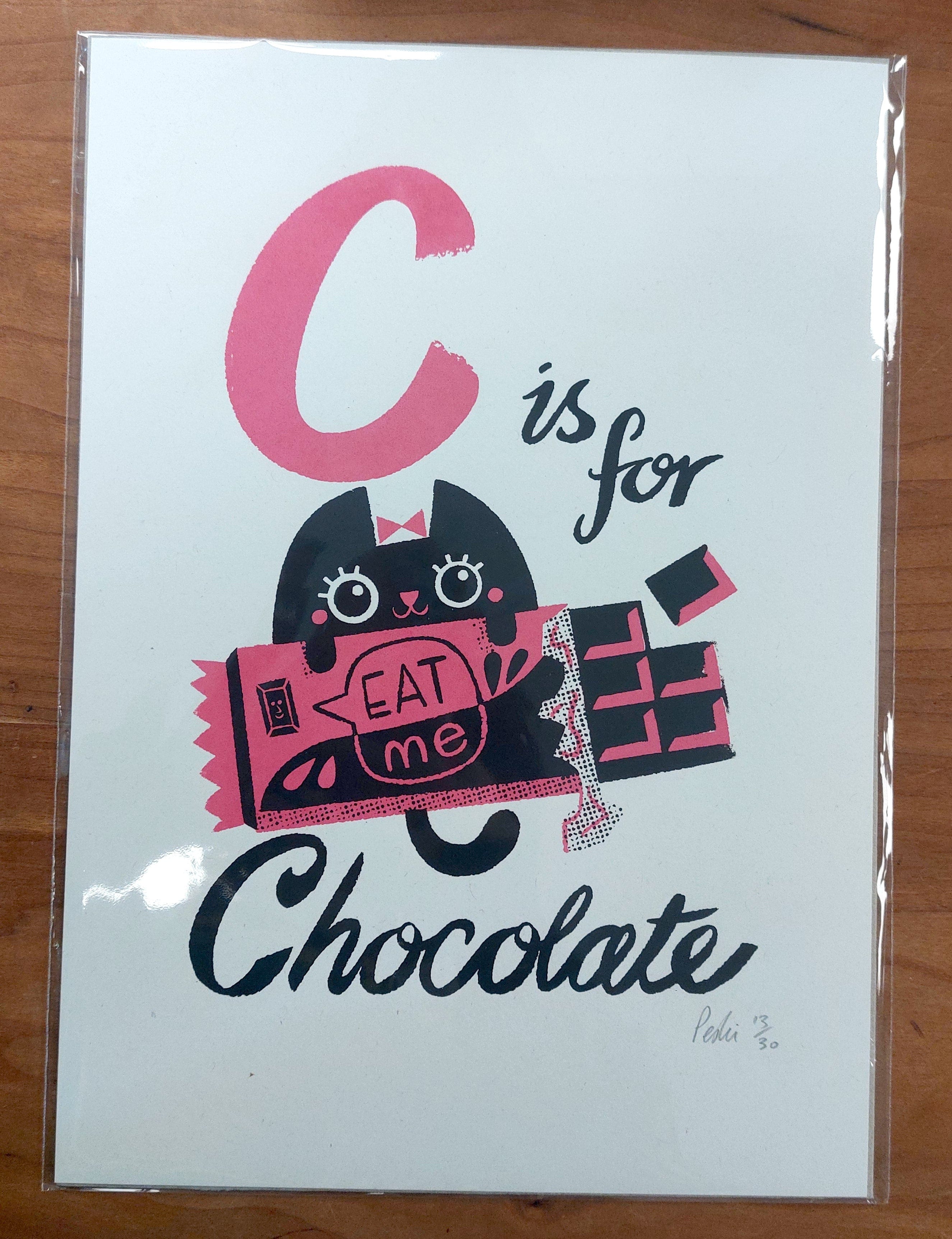 C is for Chocolate a4 screen print – Paper Plane Bristol