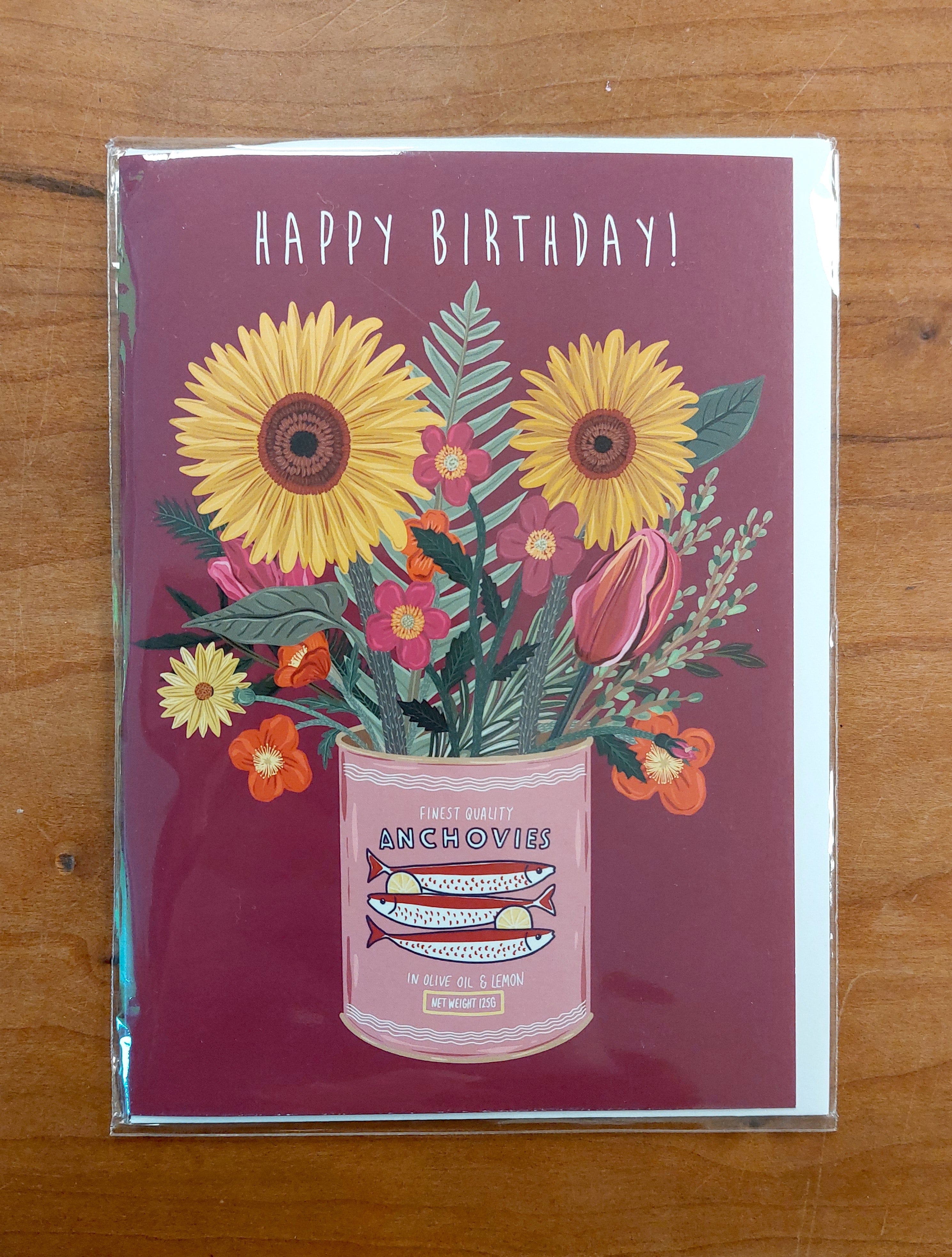 Floral Anchovies Birthday Card – Paper Plane Bristol